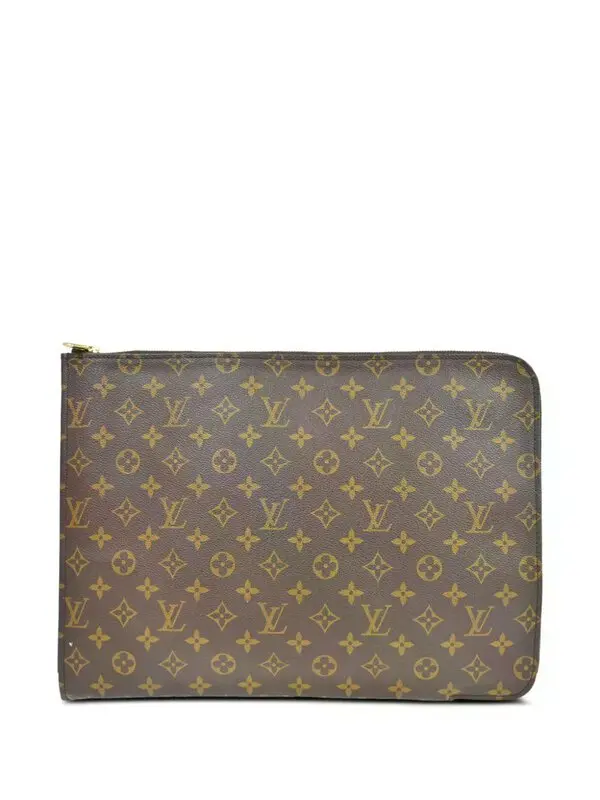 LOUIS VUITTON 1995 Monogram Poche Documents Business Bag - Brown
