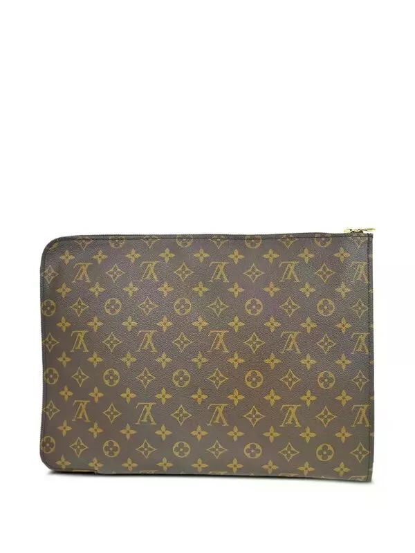LOUIS VUITTON 1995 Monogram Poche Documents Business Bag - Brown