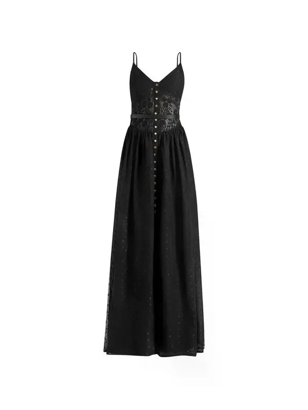 Manière De Voir Lace Corset Maxi Dress - Black