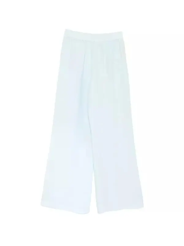120% Lino Elasticated-waist Wide-leg Trousers - Blue