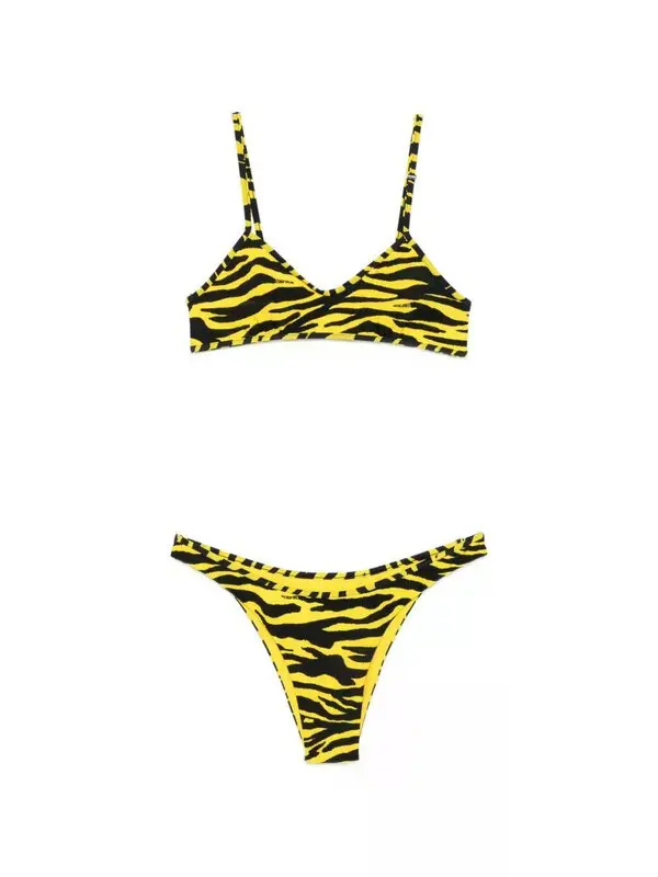 Attico Tiger-print Bikini - Yellow