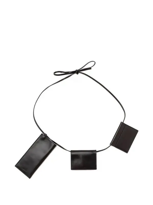 AMOMENTO Slim Leather Multi-pouch Belt Bag