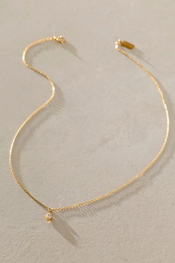 SET & STONES Marquise Birthstone Charm Necklace - April