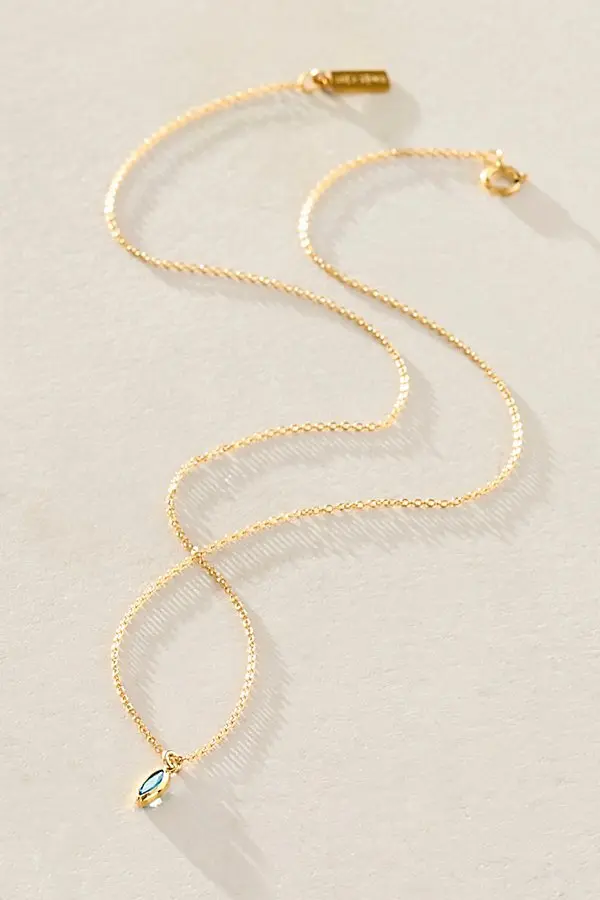 SET & STONES Marquise Birthstone Charm Necklace - Dec