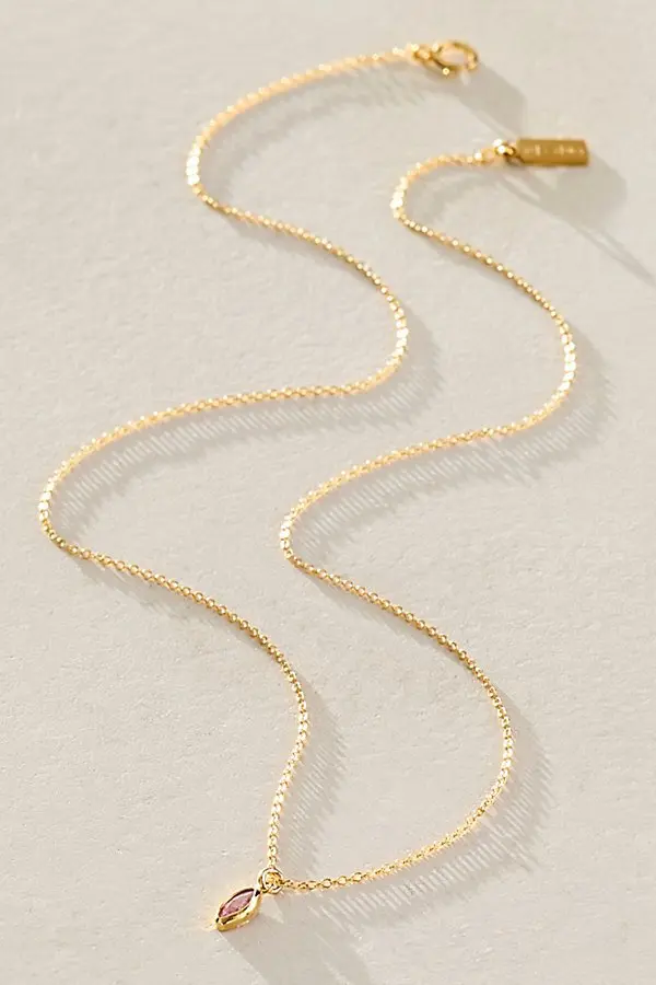 SET & STONES Marquise Birthstone Charm Necklace - Oct