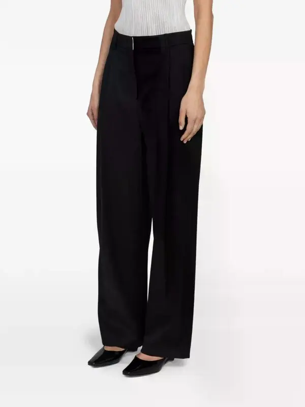 AMOMENTO Wide-leg Tucked Trousers - Black