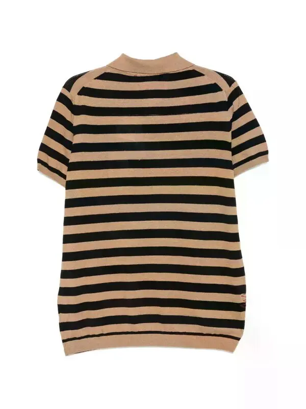 AMARANTO Striped Short-sleeve Polo Shirt