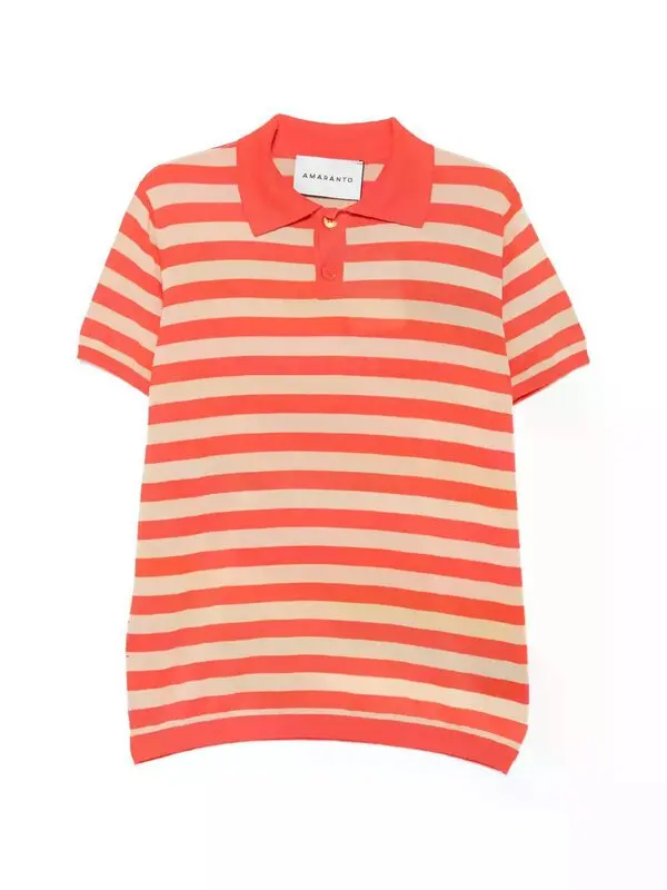 AMARANTO Horizontal-stripe Polo Shirt