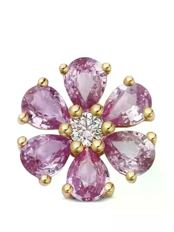 Loquet Full Bloom Sapphire And Diamond Charm - Gold