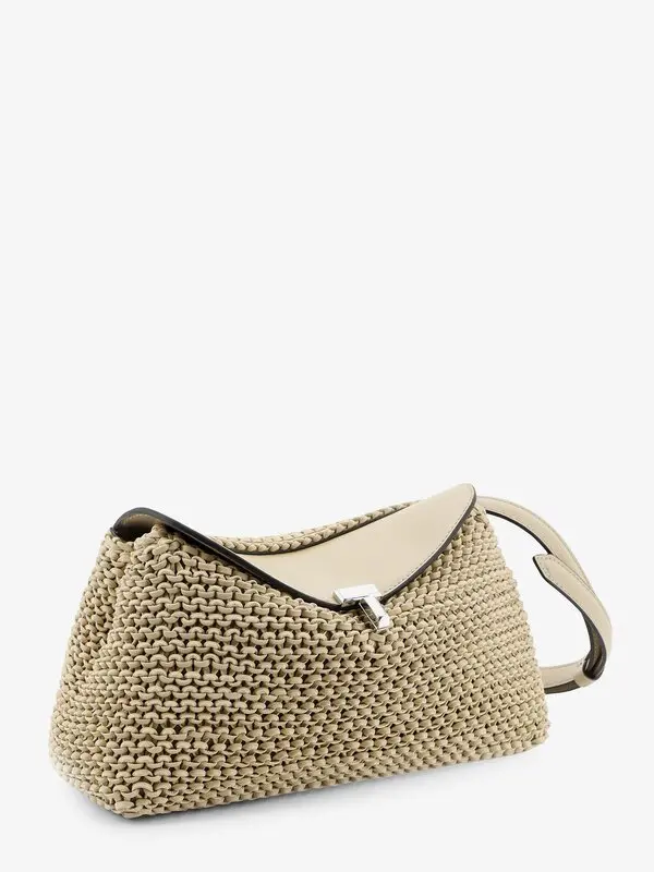 TOTEME T-lock Woven Leather Clutch - Beige