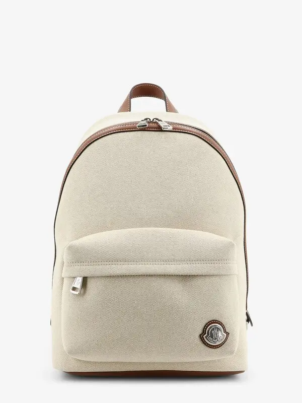 Moncler Carlo Canvas Backpack With Logo - Beige