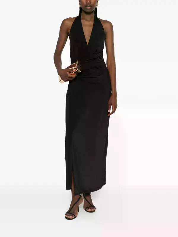 RAME Halterneck Ruched Midi Dress
