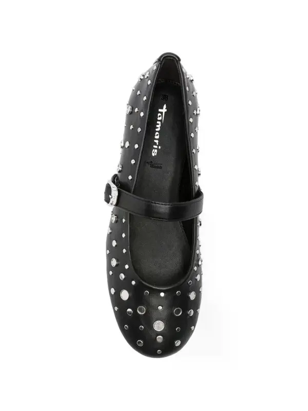 TAMARIS Stud-embellished Leather Ballet Flats