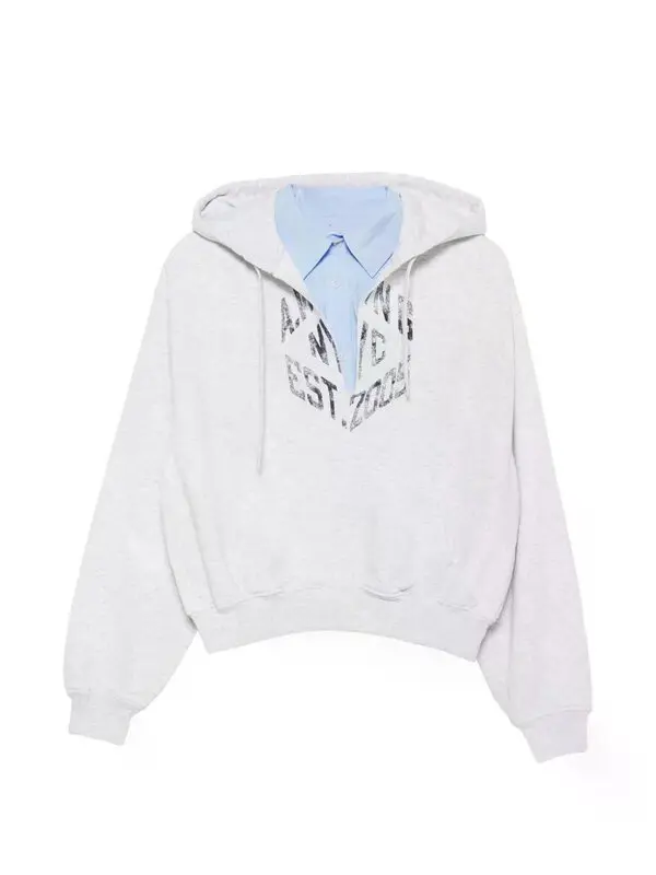 Alexander Wang Logo-print Cropped Hoodie - Grey