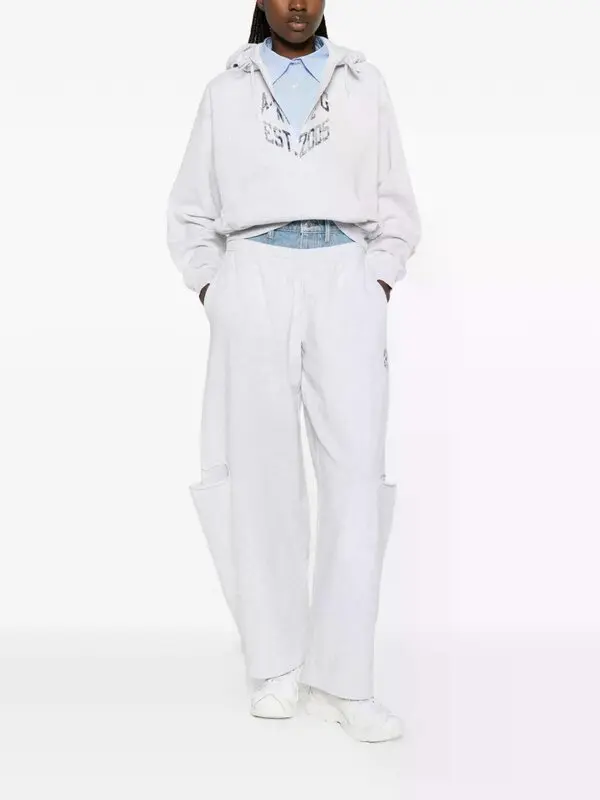 Alexander Wang Logo-print Cropped Hoodie - Grey