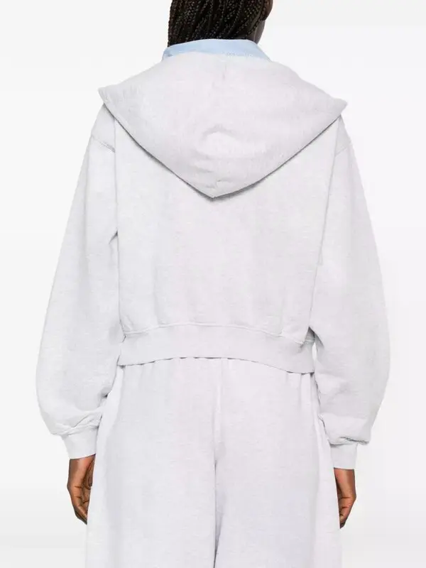 Alexander Wang Logo-print Cropped Hoodie - Grey