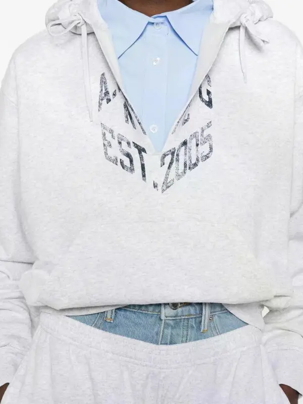 Alexander Wang Logo-print Cropped Hoodie - Grey
