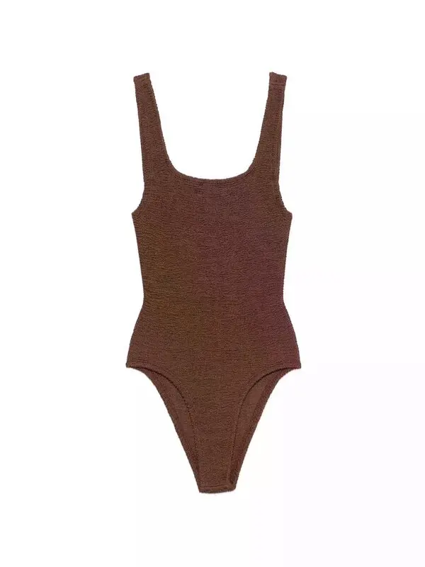 Hunza G Crinkle-effect Swimsuit - Brown