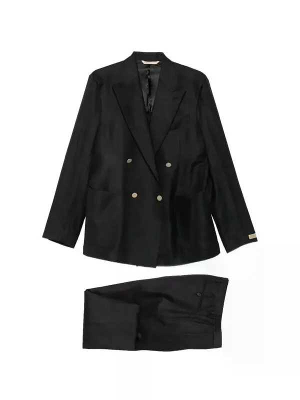 BRIGLIA 1949 Bolgheri Portobellos Double-breasted Suit - Black
