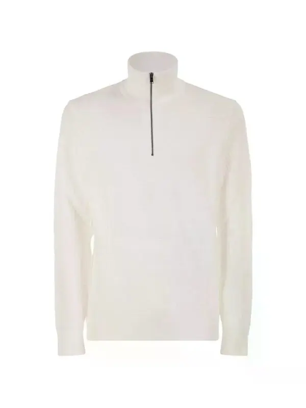 BOSS Textured-knit Half-zip Sweater - White