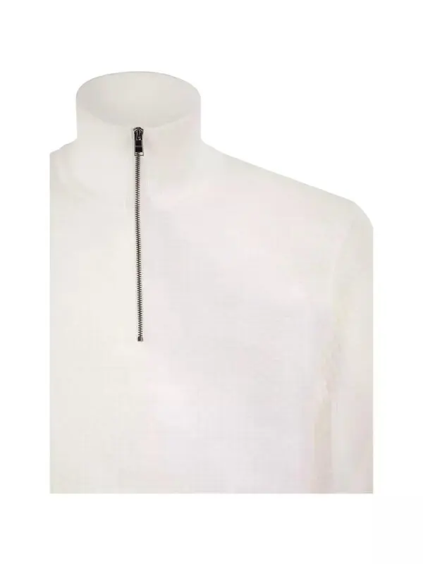 BOSS Textured-knit Half-zip Sweater - White