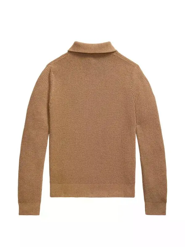 Polo Ralph Lauren Waffle-knit Quarter-zip Sweater - Brown