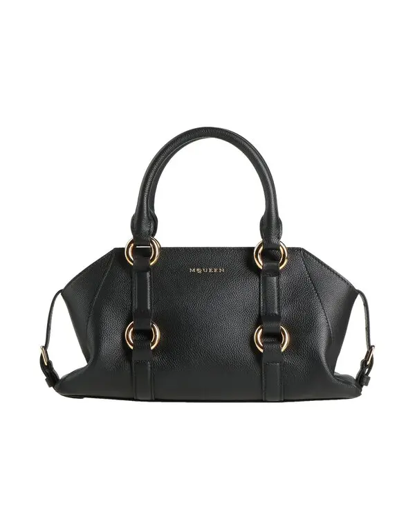 Alexander McQueen Pebbled Leather Tote Handbag - Black