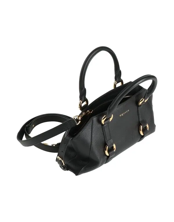 Alexander McQueen Pebbled Leather Tote Handbag - Black