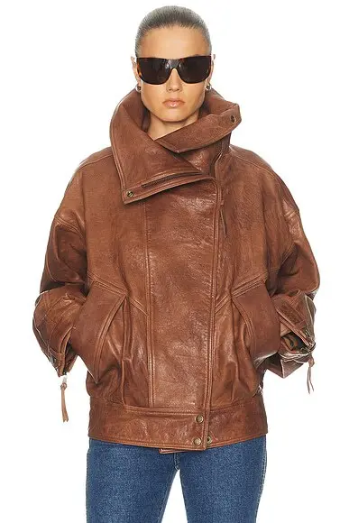 Balmain High Collar Lambskin Blouson