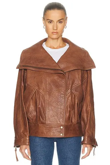 Balmain High Collar Lambskin Blouson