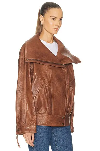 Balmain High Collar Lambskin Blouson