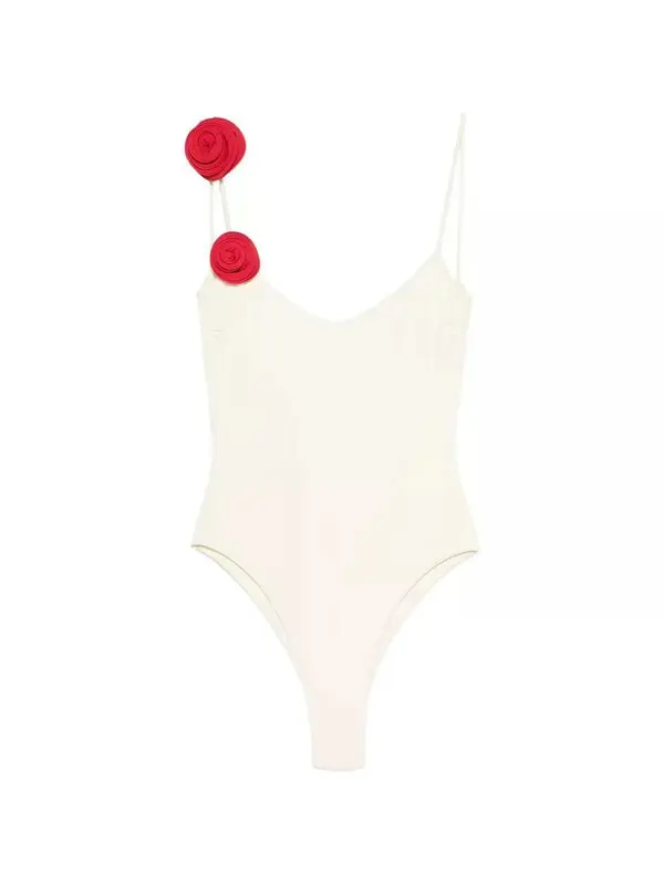 LA REVECHE Ashar Floral-appliqué Swimsuit - Neutrals