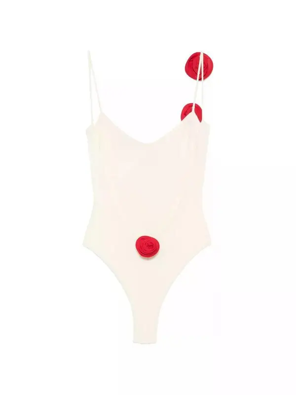 LA REVECHE Ashar Floral-appliqué Swimsuit - Neutrals