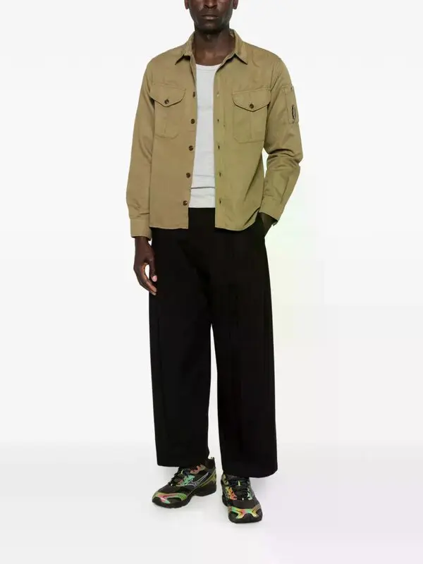 C.P. COMPANY Cotton/linen Long Sleeve Button Shirt - Green