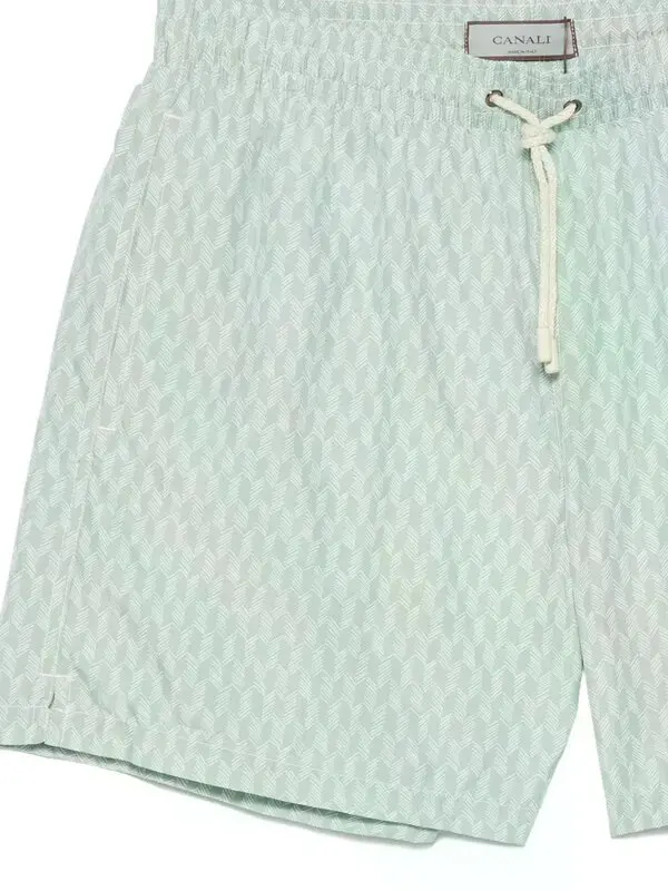 Canali Geometric-print Drawstring Swim Shorts