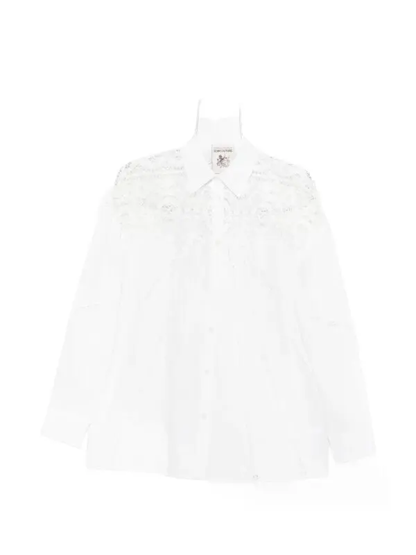 SEMICOUTURE Lace-panelled Embroidered Shirt
