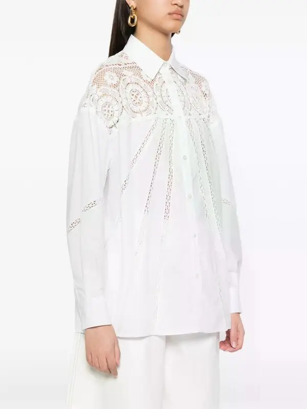 SEMICOUTURE Lace-panelled Embroidered Shirt