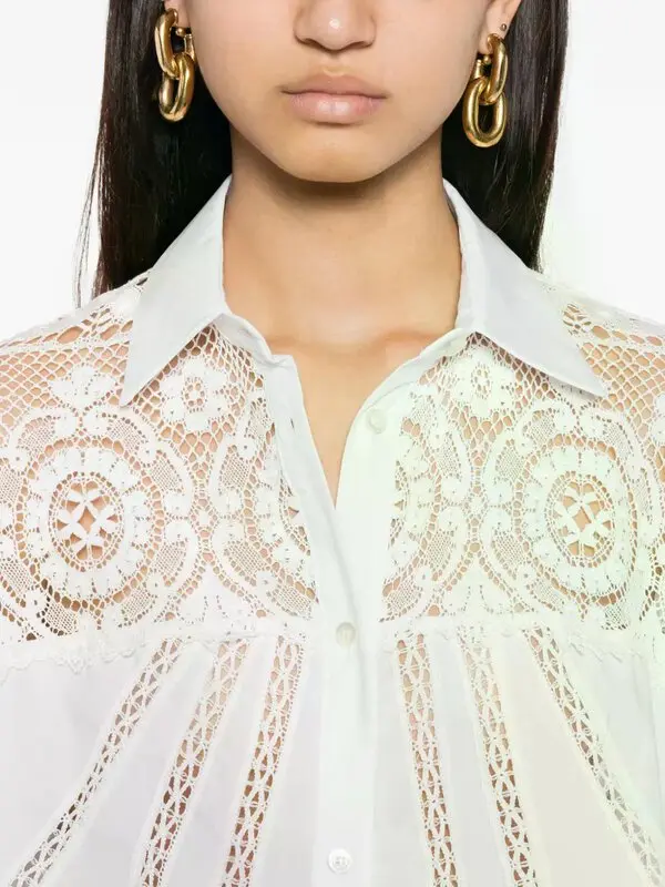 SEMICOUTURE Lace-panelled Embroidered Shirt