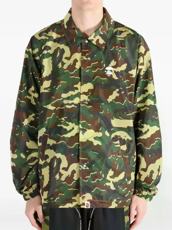 A BATHING APE Camouflage-print Jacket With Logo Patch - Green