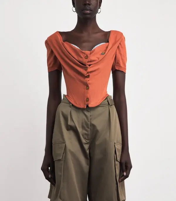 VIVIENNE WESTWOOD Wool-silk Corset-panel Bea Cardigan - Orange