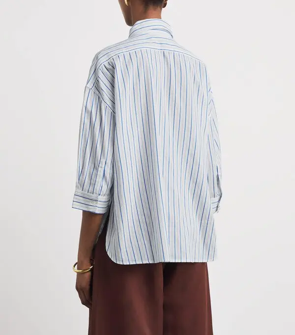 ME+EM Cotton-blend Voile Stripe Shirt