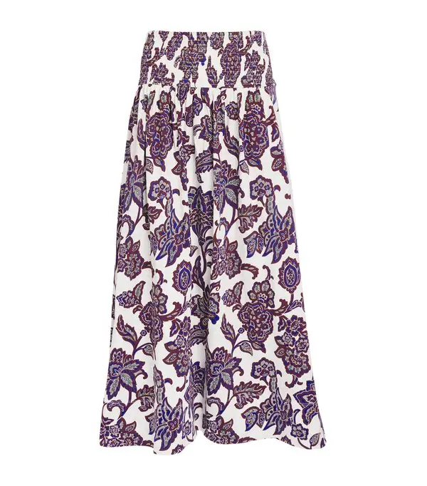 ME+EM Organic Cotton Floral Print Maxi Skirt - White