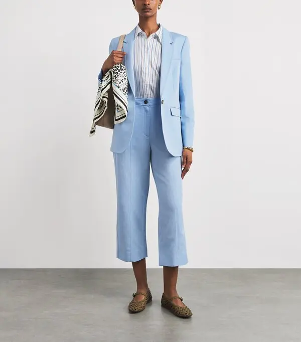 ME+EM Italian Linen-blend Twill Blazer - Blue