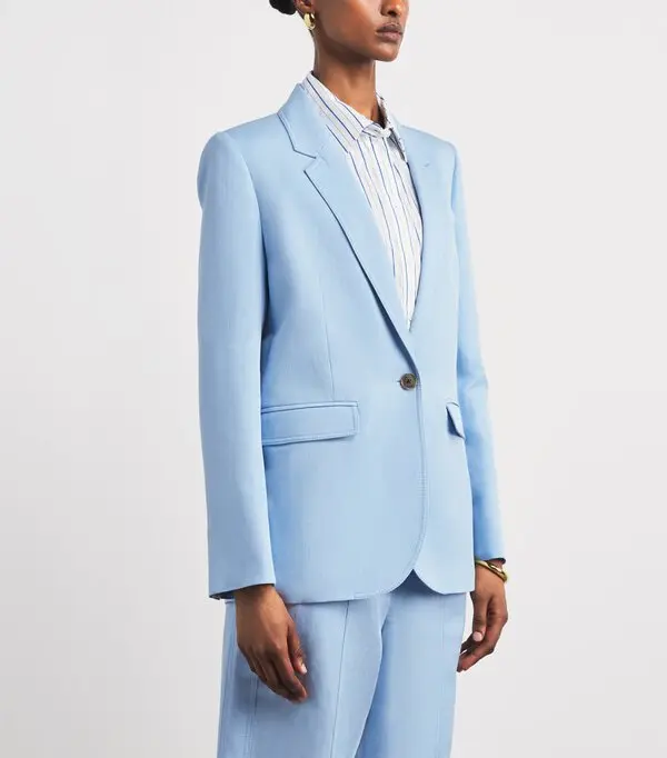 ME+EM Italian Linen-blend Twill Blazer - Blue