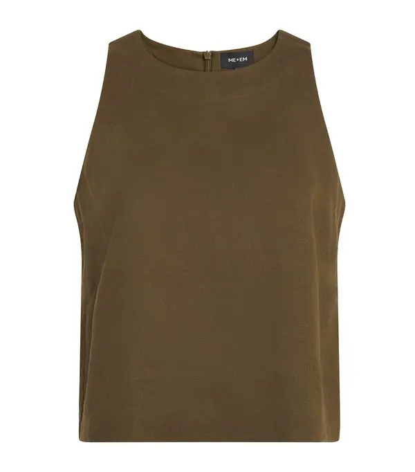 ME+EM Linen-blend Creaseless Shell Top - Green