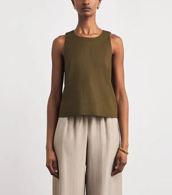 ME+EM Linen-blend Creaseless Shell Top - Green