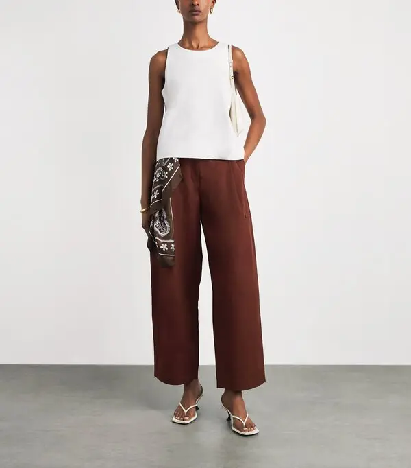 ME+EM Linen-blend Tapered Trousers - Brown