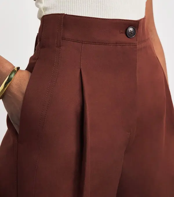 ME+EM Linen-blend Tapered Trousers - Brown