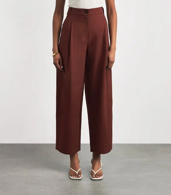 ME+EM Linen-blend Tapered Trousers - Brown