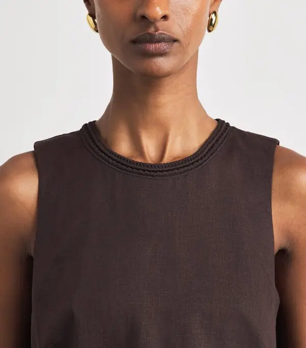 ME+EM Linen-blend Crochet-trim Top